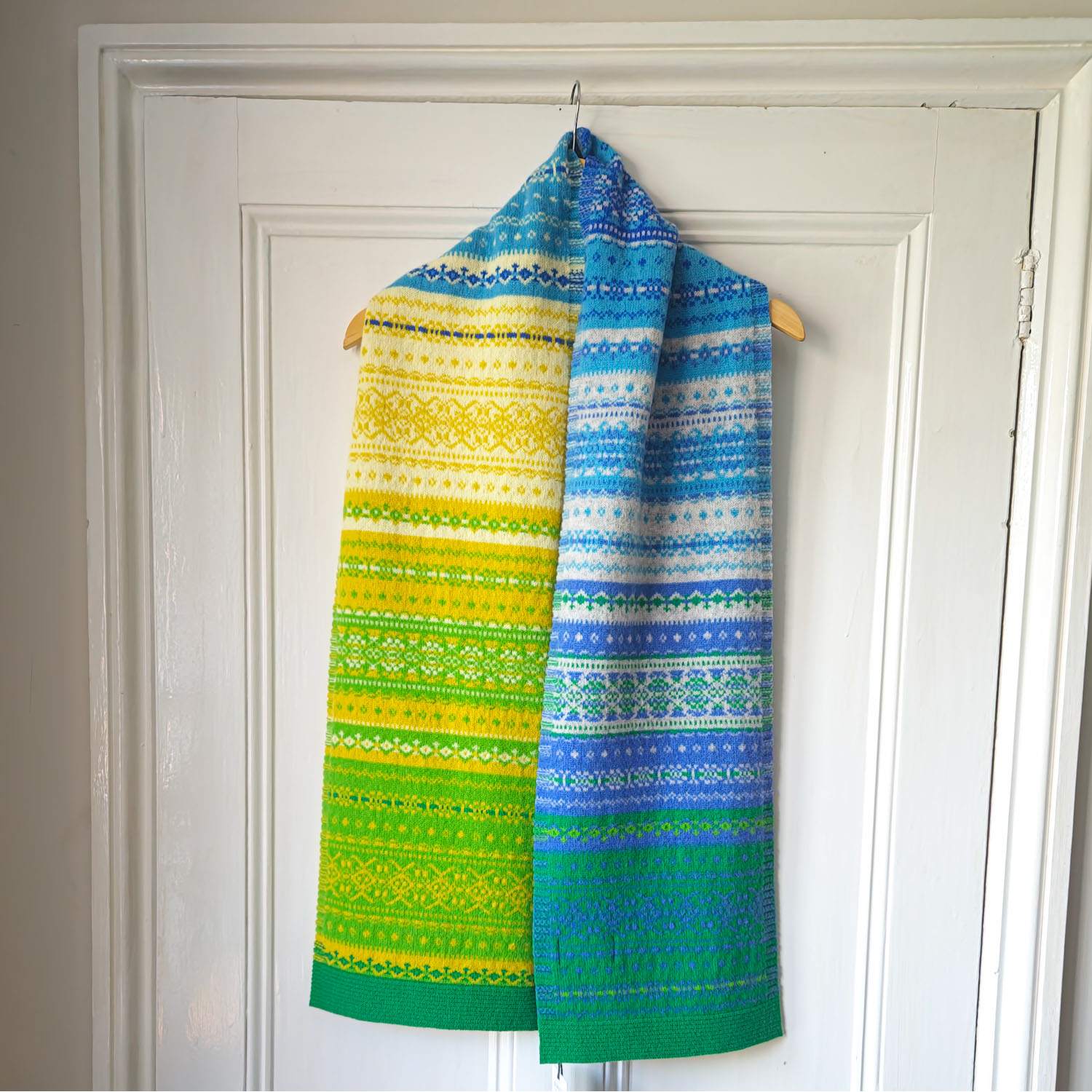 Eribe Alloa Fairisle Scarf Blue Bella Timeless