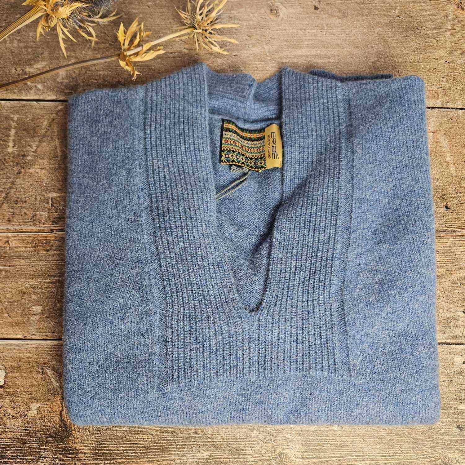 Eribe Corry Deep V-Neck Sweater - Blue Lovat Timeless