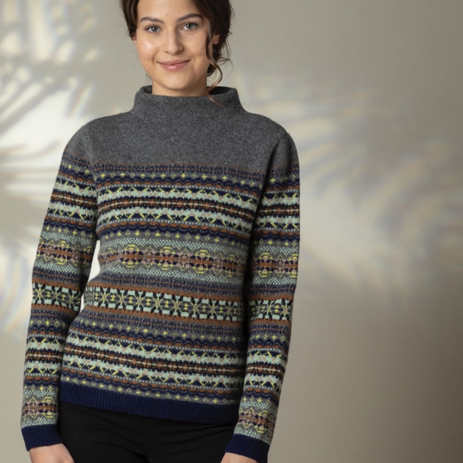 Eribe Kinross Fair Isle High Neck Sweater Garnet Timeless