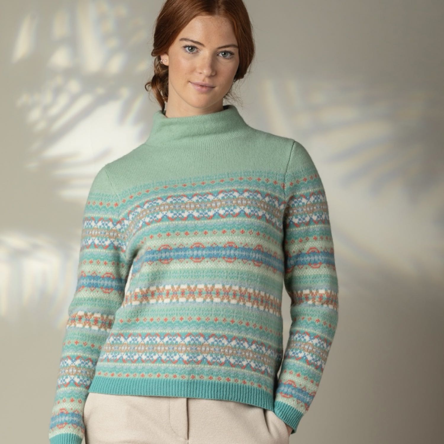 Eribe Kinross Fair Isle High Neck Sweater Opal Timeless
