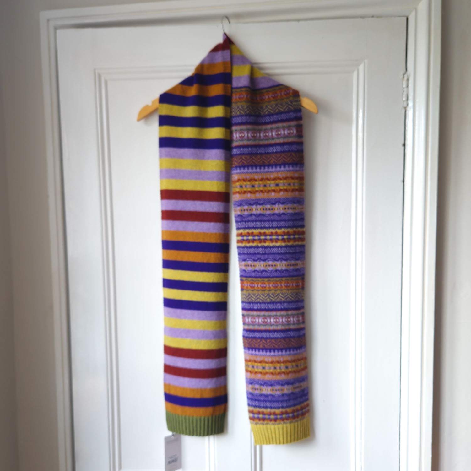Eribe Stobo Fair Isle Stripy long Scarf Mulberry Timeless