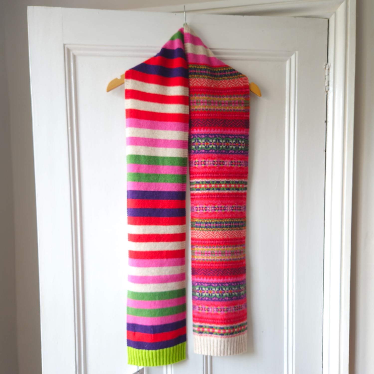 Eribe Stobo Fair Isle Stripy long Scarf Rosa Timeless
