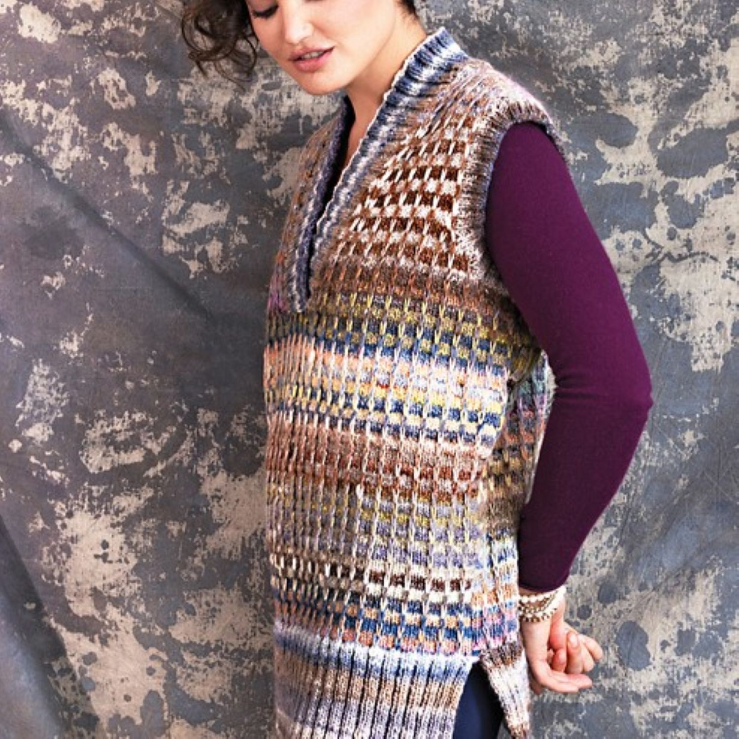 Noro Zaria Vest knitting kit with Rittou yarn Timeless