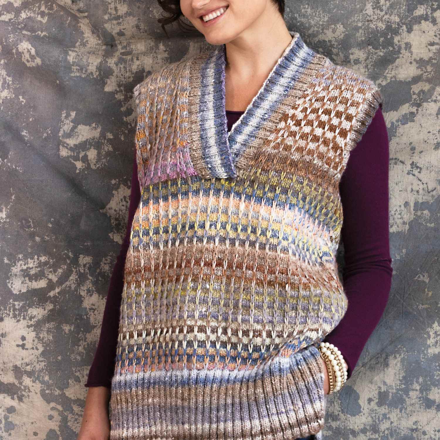 Noro Zaria Vest knitting kit with Rittou yarn Timeless